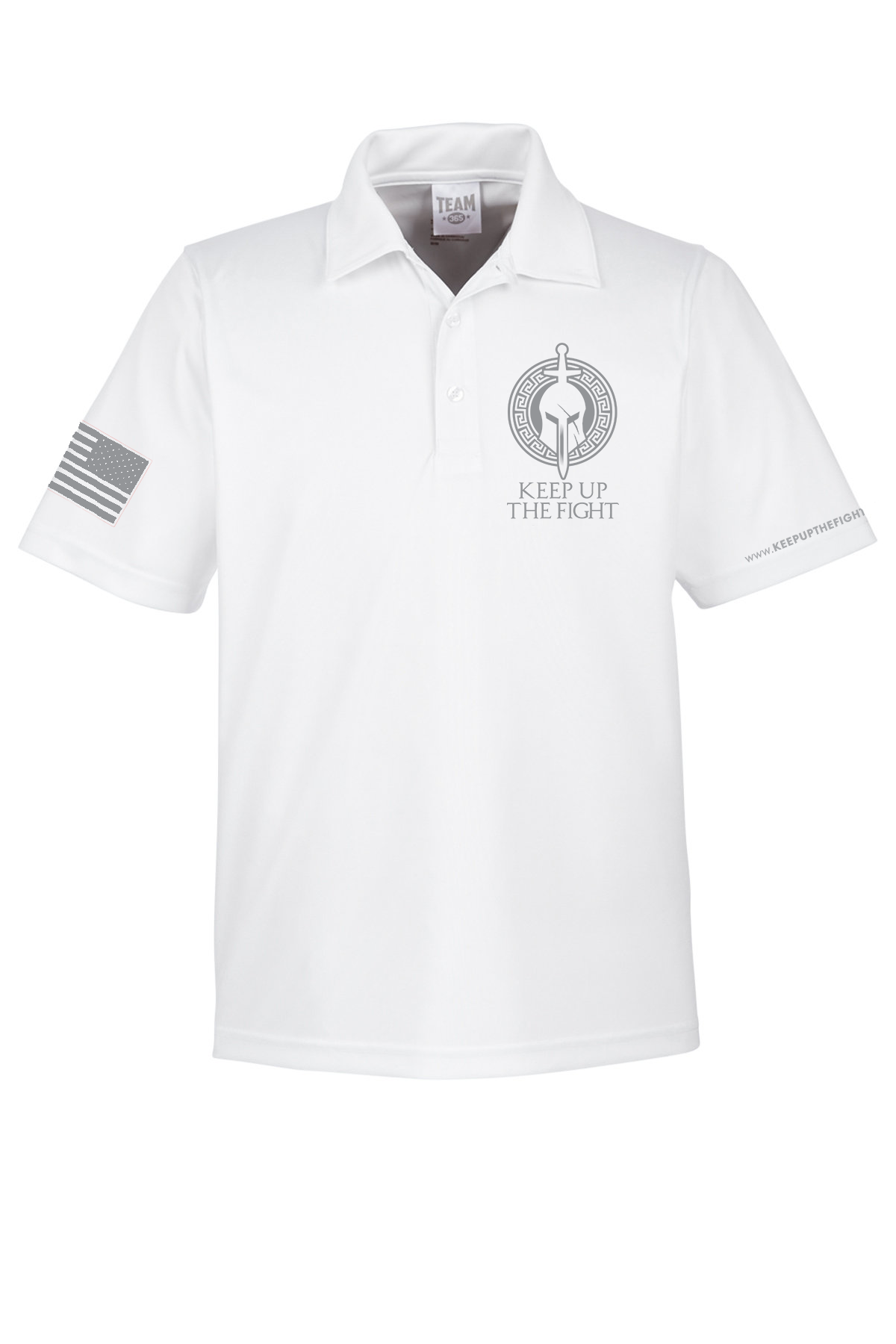 KUTF White Polo- Grey Logo, Dri-fit Polo – Keep up the Fight Apparel